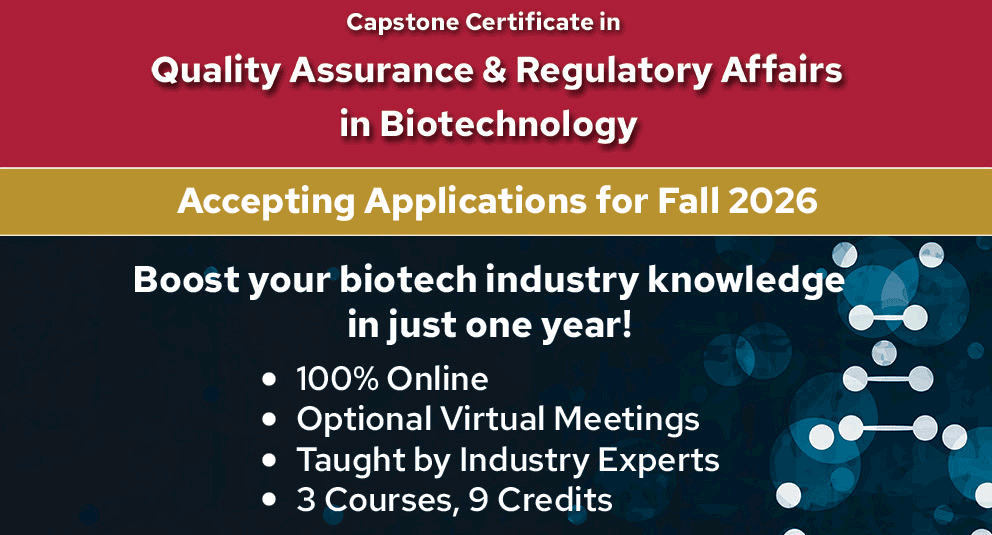 Online Capstone Certificate: Quality Assurance & Regulatory Affairs in ...